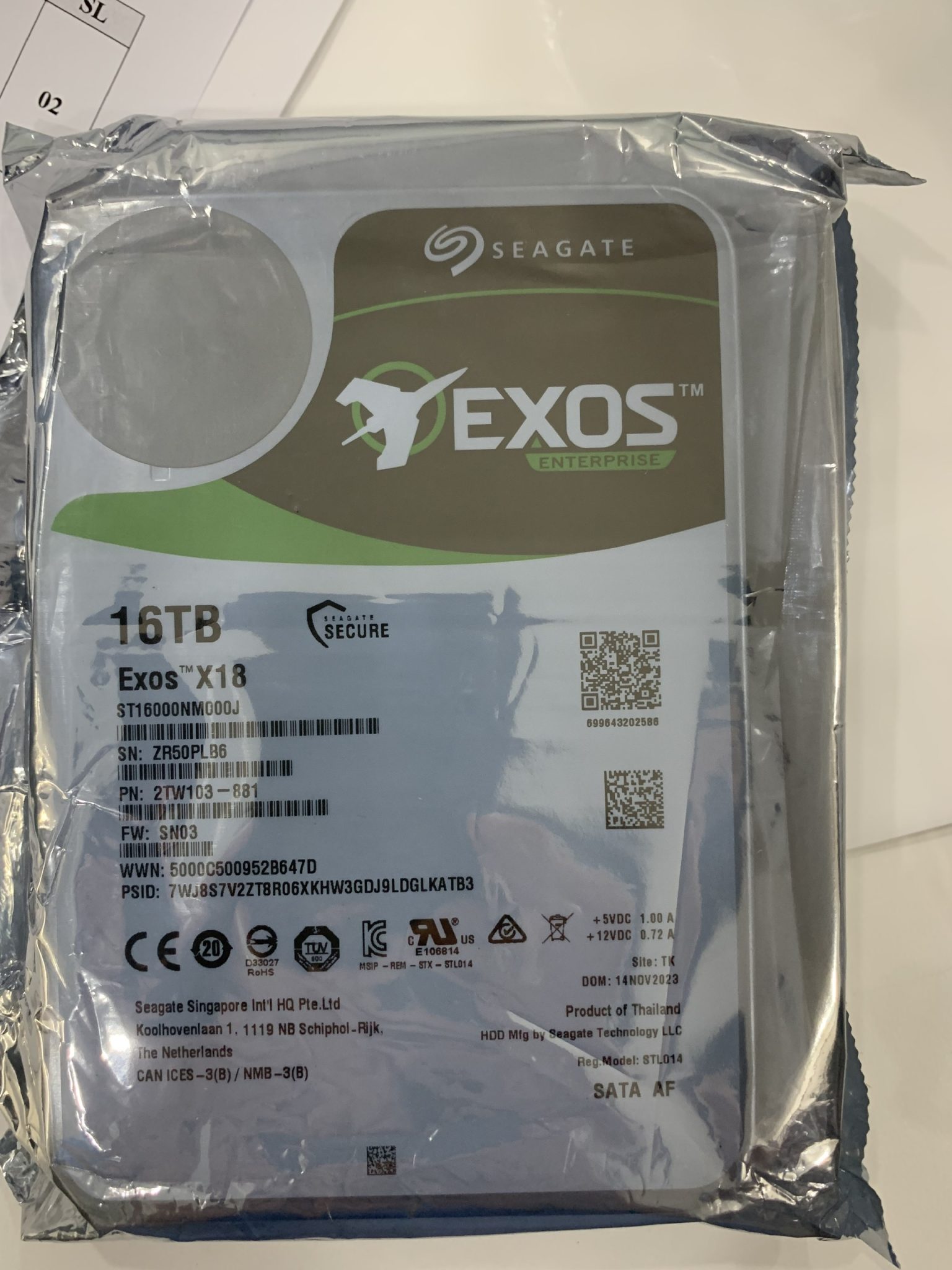 Ổ cứng HDD Seagate Exos X18 16TB 512e/4kn SATA 6Gb/s 7200RPM 256MB 3 ...