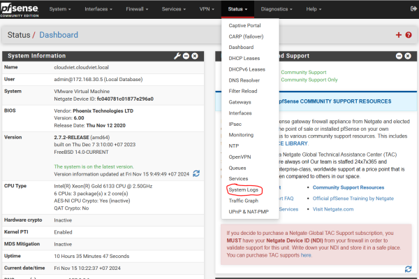 Hướng dẫn giám sát mạng với Pfsense - MÁY CHỦ VINA
